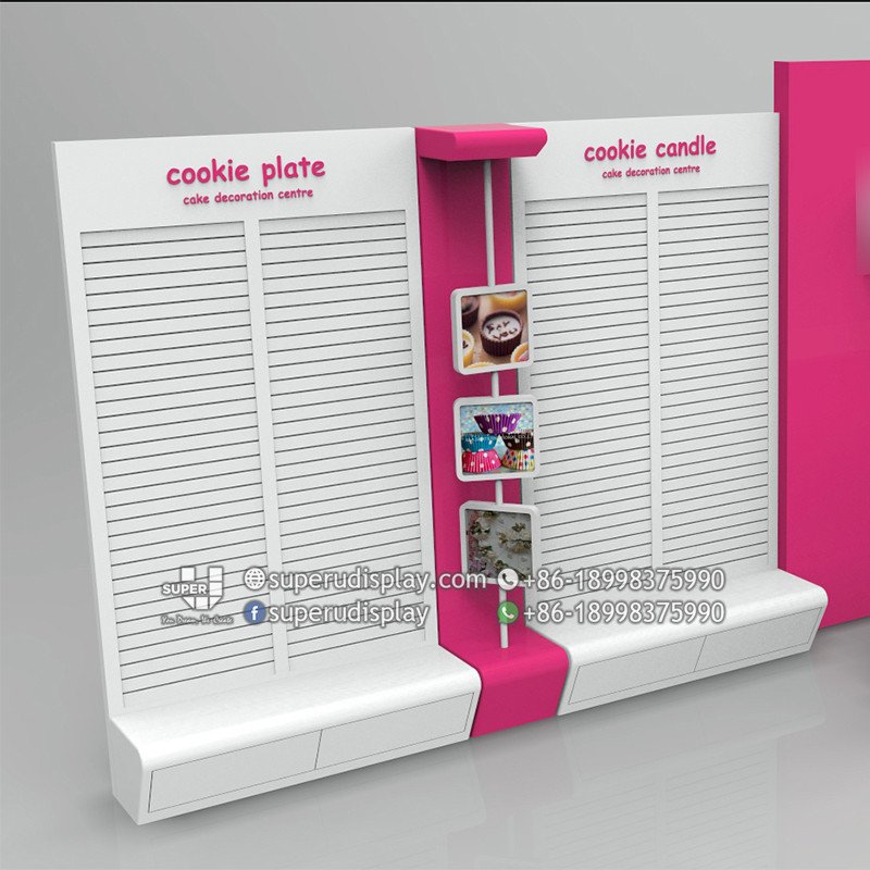 Custom Wall Stand MDF Slatwall Panel Snack Display Stands Showcase with ...