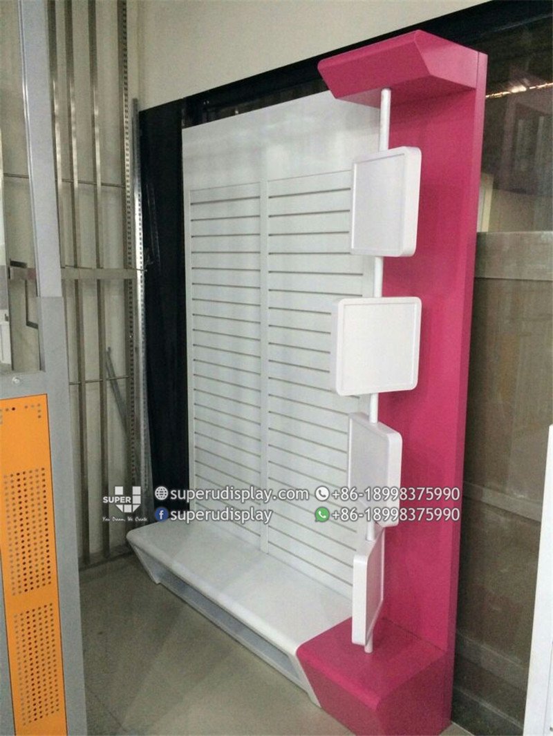 Custom Wall Stand MDF Slatwall Panel Snack Display Stands Showcase with ...