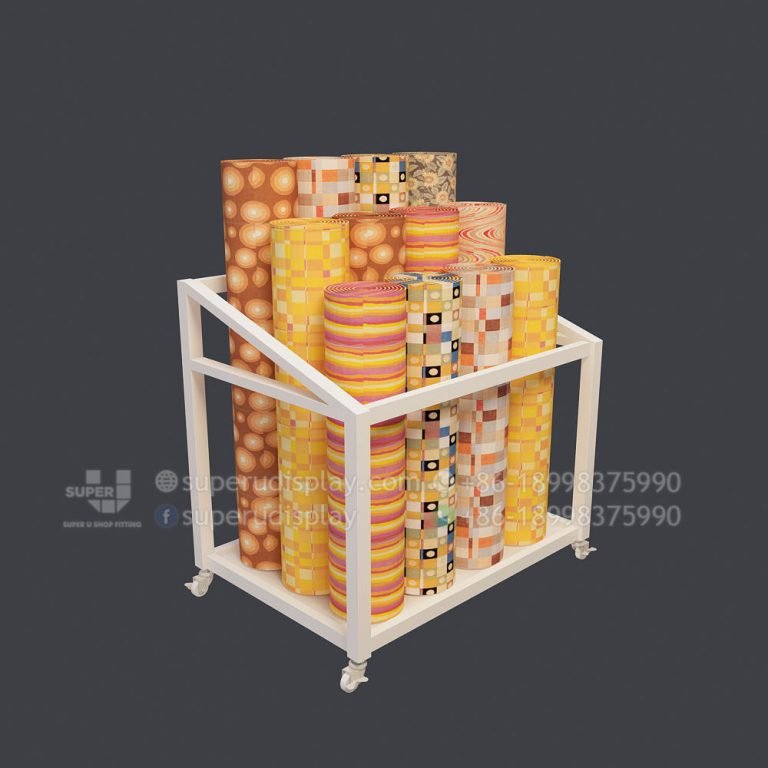 Custom Free Standing Mobile Rug Carpet Roll Storage Display Rack Cart ...