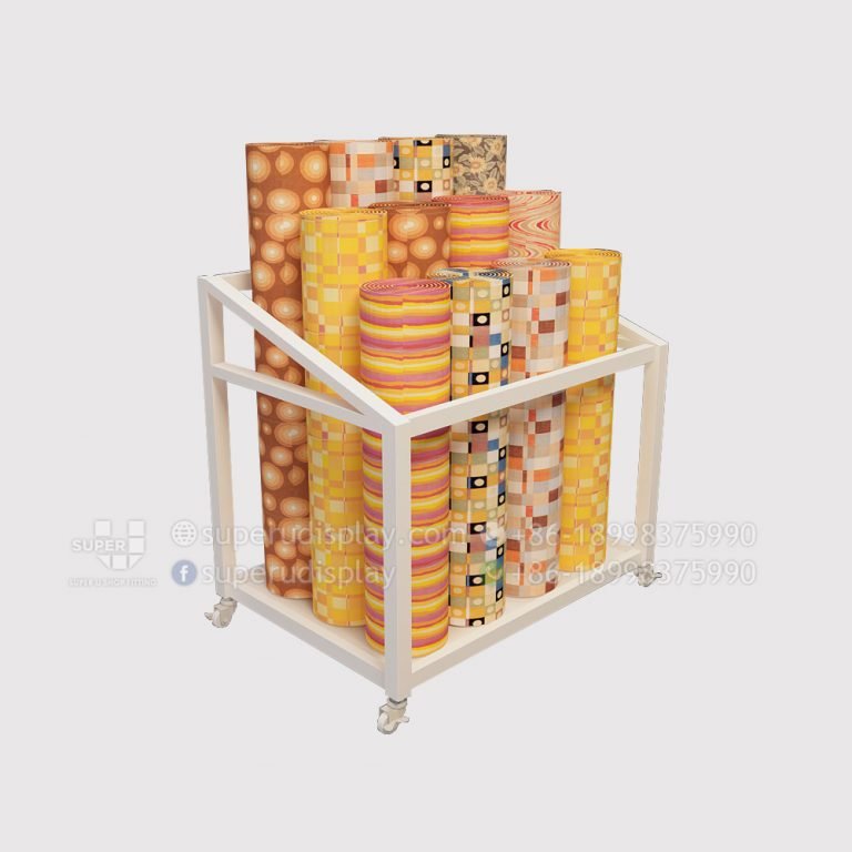 Custom Free Standing Mobile Rug Carpet Roll Storage Display Rack Cart ...