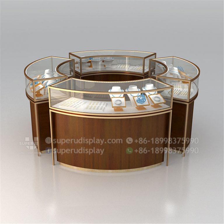 Custom Bulletproof Round Shopping Mall Jewelry Display Kiosk Counter ...