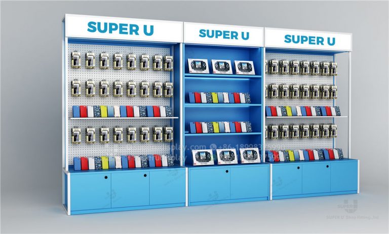 Custom Wall Cell Phone Accessories Display Rack Case with LED Strips ...