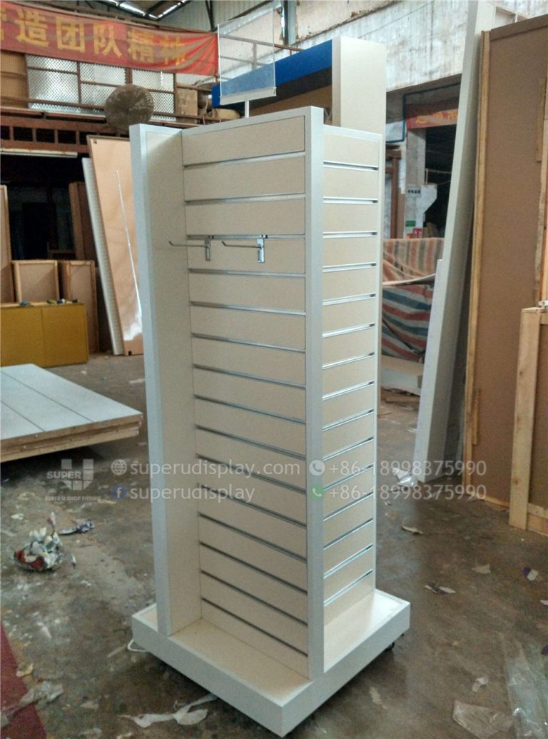 Custom 4 Way Slatwall Tote Bag Display Stand with Hooks Manufacturer ...