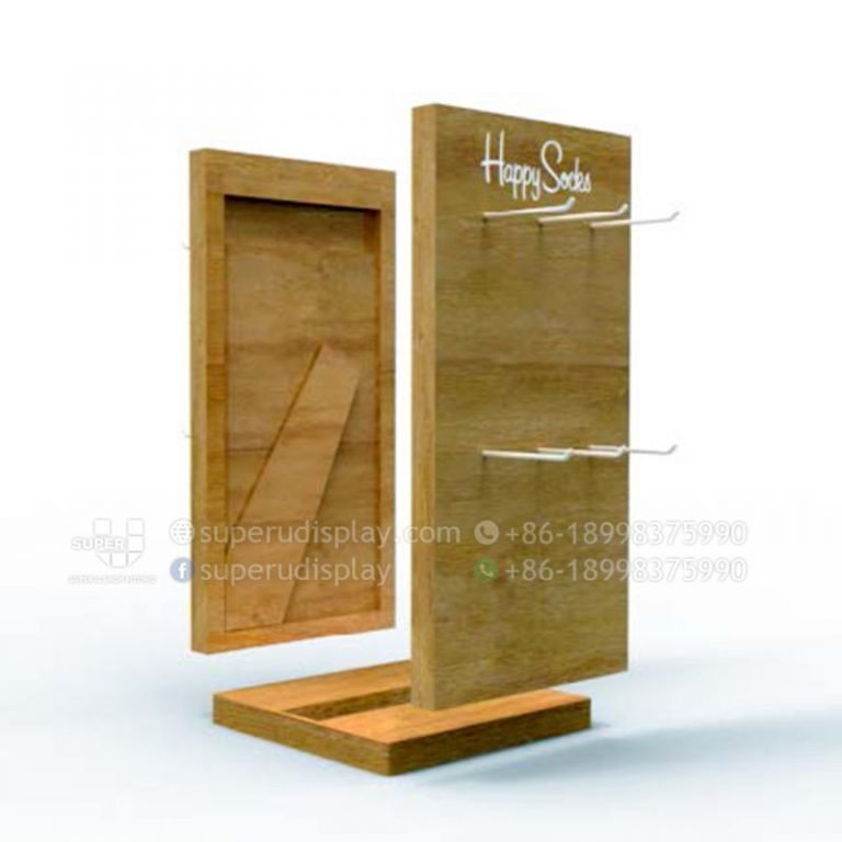 Custom Countertop Wood Two Side Socks Display Stand Manufacturer Supplier