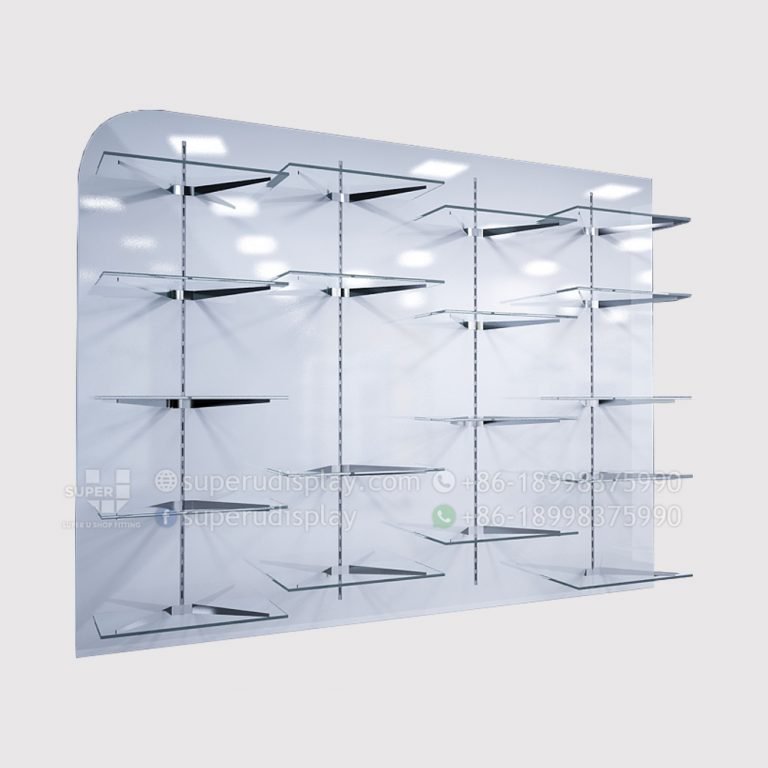 Custom White Glass Retail Wall Shelving for Kid's Store Manufacturer ...