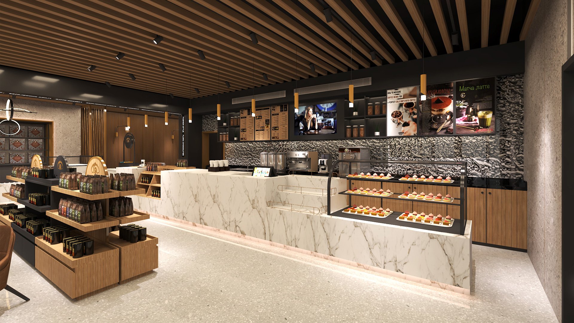 Flora Chocolate Coffee Cafe Interior Design Project