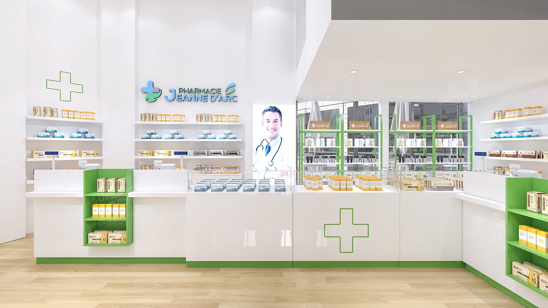 Super U Sustainable Pharmacy Interior Design Solution