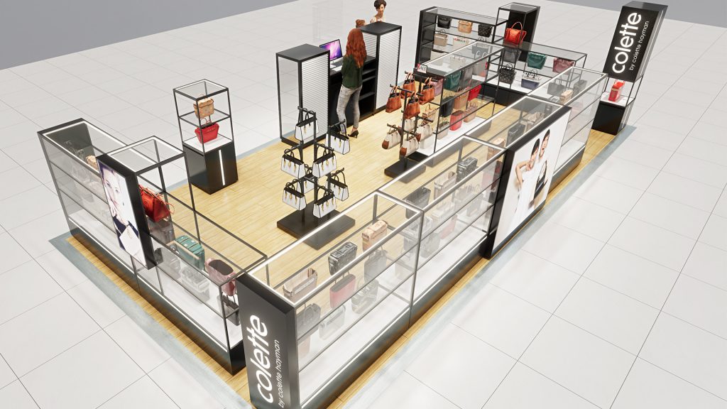 Charlie & Kate Shopping Mall Bag Display Kiosk Design Project