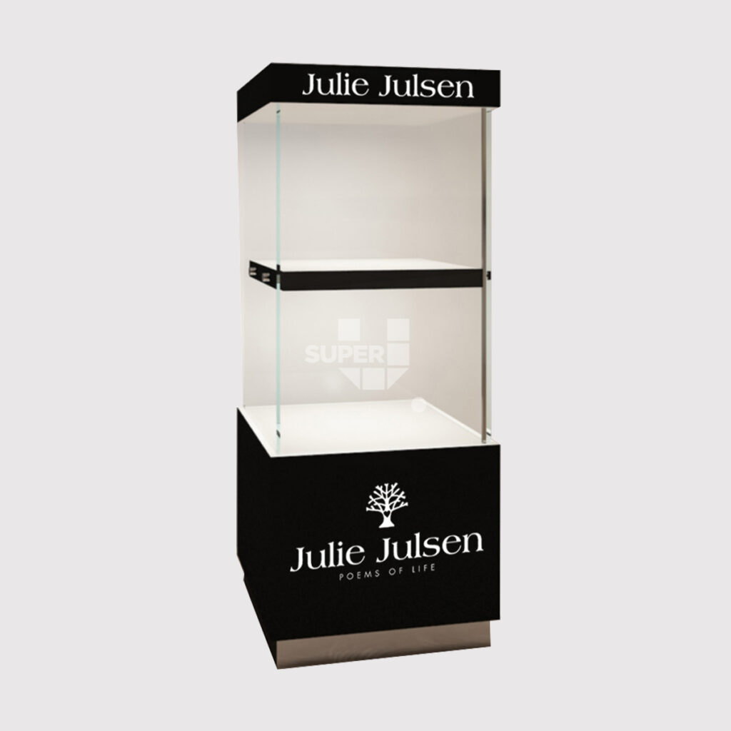 Custom Glass Tower Display Standing Jewelry Cabinet Manufacturer Supplier