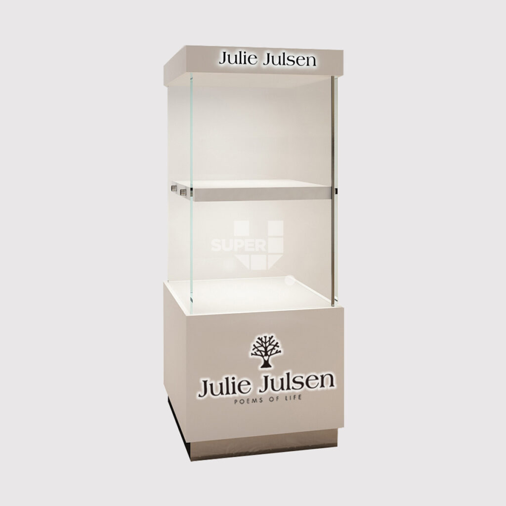 Custom Glass Tower Display Standing Jewelry Cabinet Manufacturer Supplier