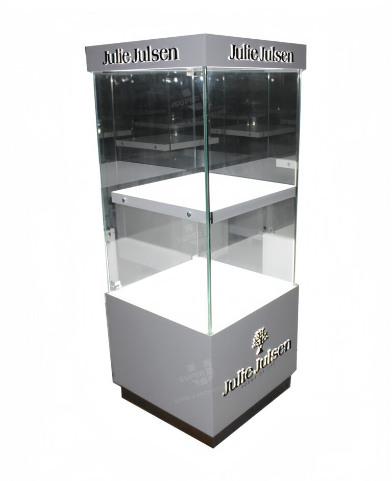 Custom Glass Tower Display Standing Jewelry Cabinet Manufacturer Supplier