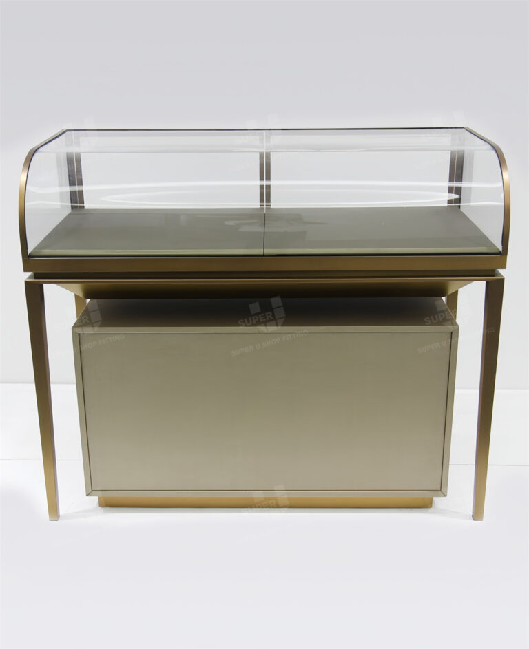Custom Luxury Gold Stainless Steel Retail Jewelry Display Case ...