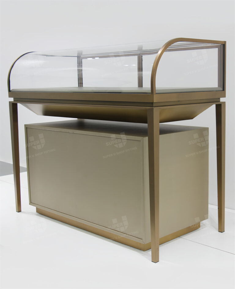 Custom Luxury Gold Stainless Steel Retail Jewelry Display Case ...