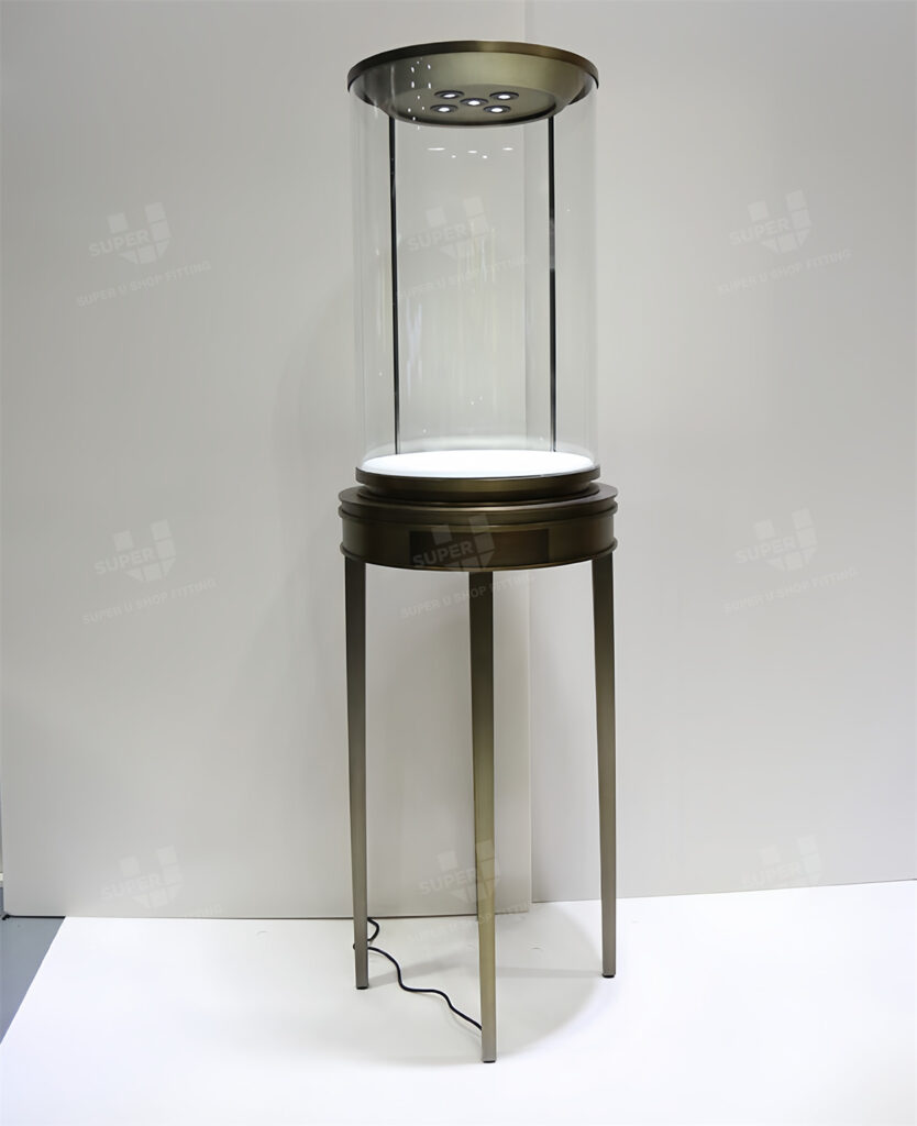 Custom Round Pedestal Vitrine Luxury Jewelry Display Case Manufacturer ...